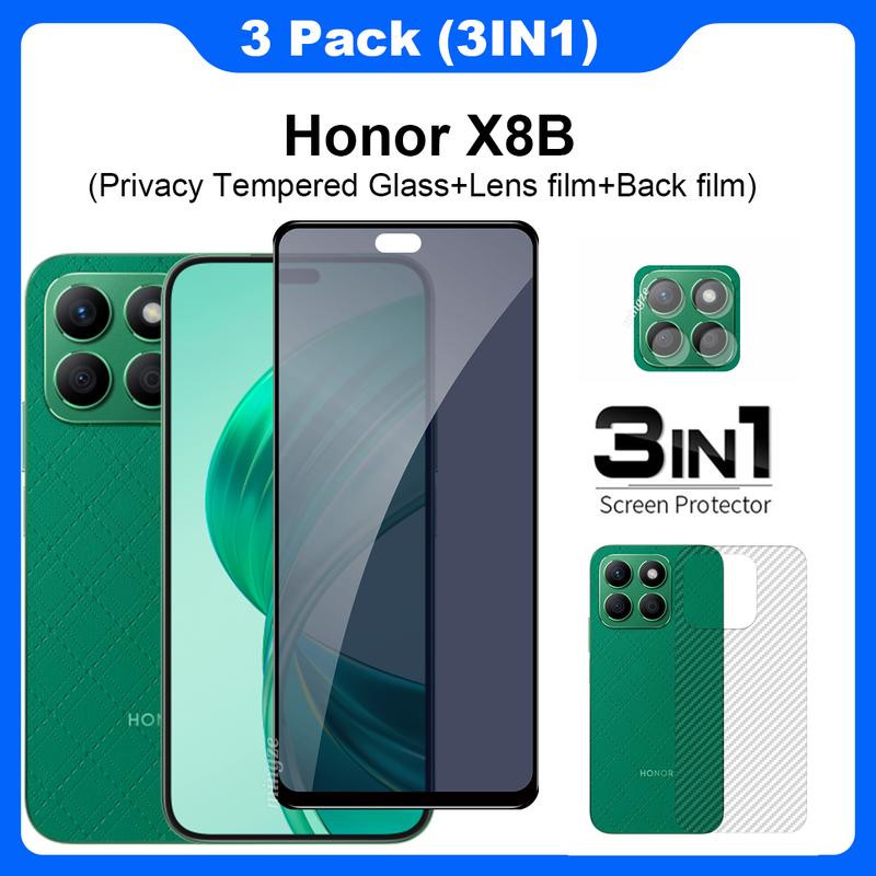 3 in 1 For Honor X8b Privacy Matte Tempered Glass Anti-Spy Full ...