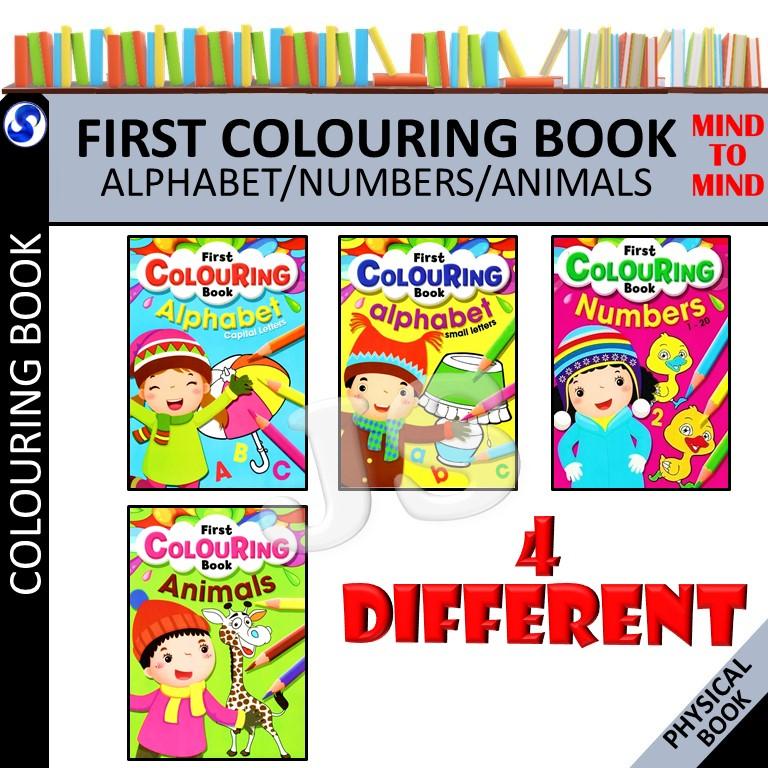 FIRST COLOURING BOOK BUKU BERWARNA - ALPHABET / NUMBERS / ANIMALS ...