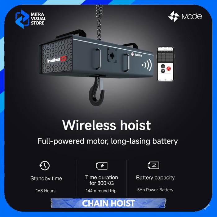 Promo MODE - FreeHoist 1 / 2 Ton Wireless Electric Chain Hoist Battery ...