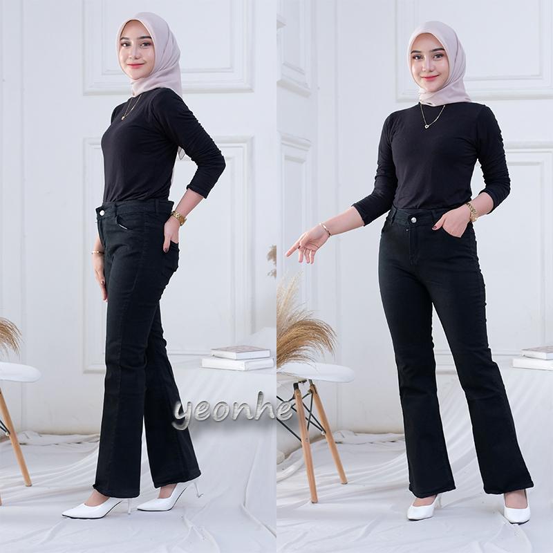 HW Cutbray Jeans Wanita - Celana Cutbray Strecht Kekinian -Highwaist ...