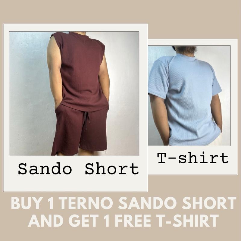 BUY 1 premium Waffle Terno Sando get 1 free T-shirt for men trending ...