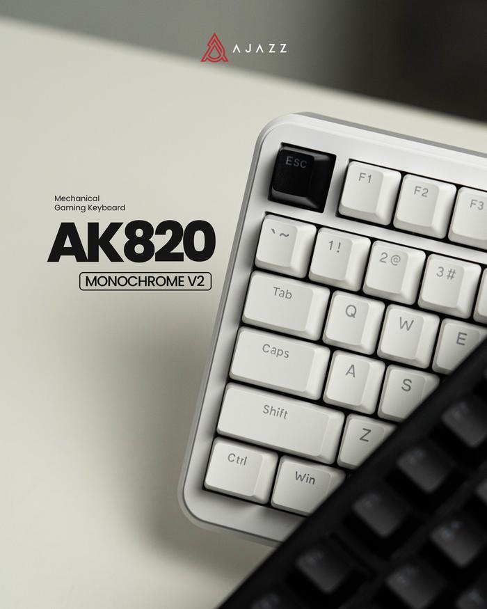 Promo Ajazz AK820 Monochrome V2 75% Mechanical Keyboard Gaming ...
