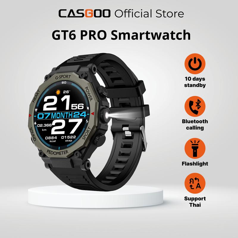 【NEW】GT6 PRO นาฬิกา สมาร์ทวอทช์ ไฟฉาย บลูทูธโทร สนับสนุนเมนูภาษาไทย ...