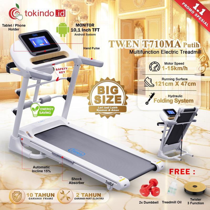 TWEN T710MA LED Treadmill Listrik Treadmill Portable Treadmill ...