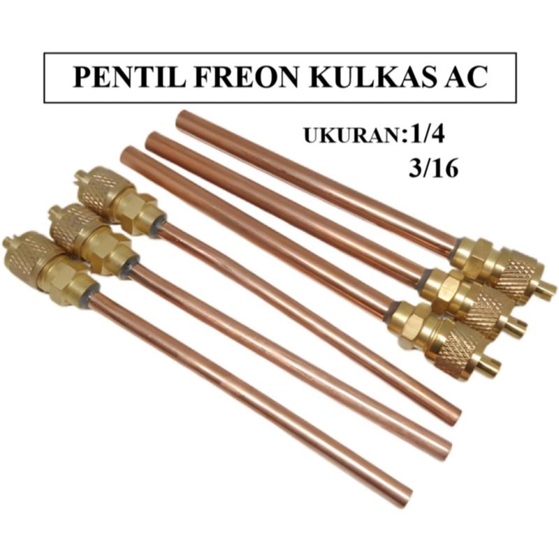 Pentil Kulkas AC Tembaga 1/4 3/16 Pentil Pengisian Freon Kulkas Tembaga ...