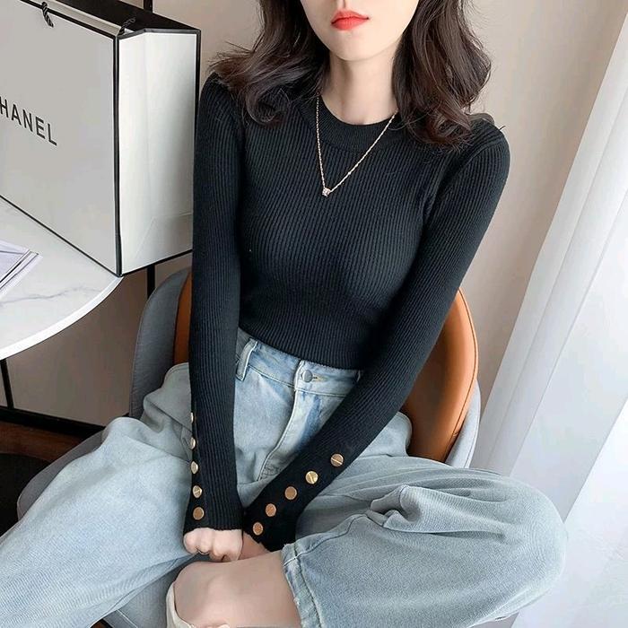 Blouse Korea Inner Rajut Inara Kancing 4 Atasan Baju Press body - Shop ...