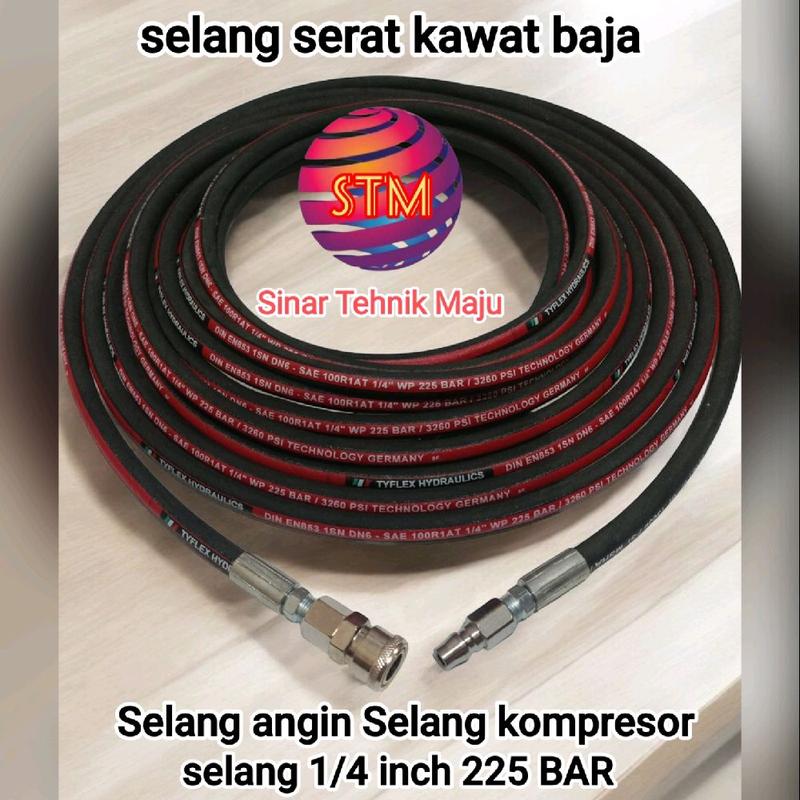 selang angin kompresor selang serat kawat baja 1/4 inch 225 BAR - Shop ...