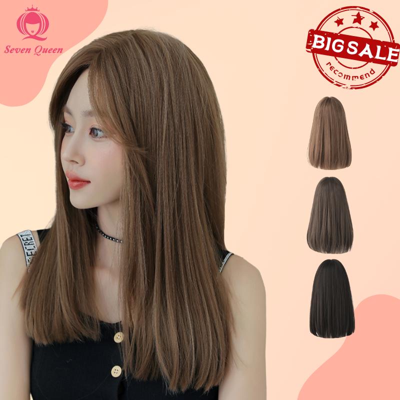 "Seven Queen" Wig 50cm long straight middle bangs natural collarbone ...