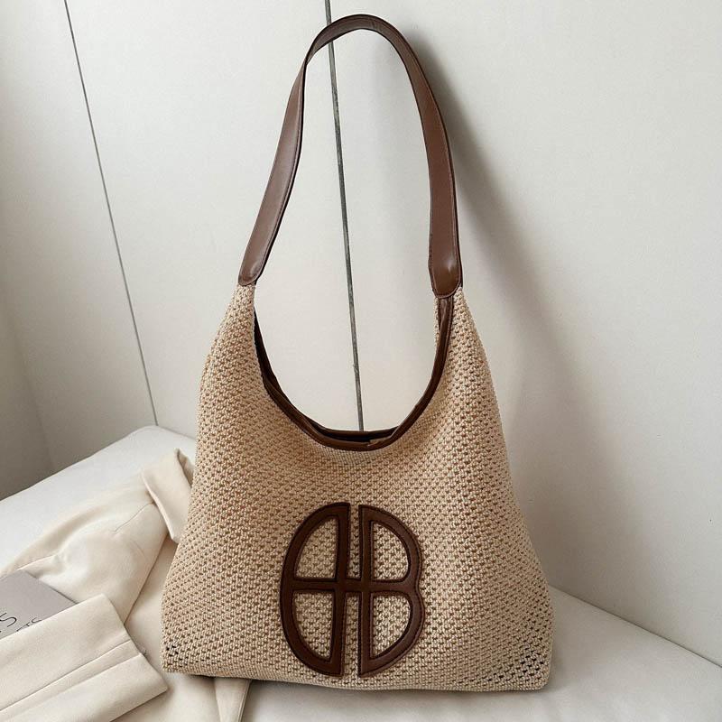 Summer Straw Woven Large Capacity Simple Office Hand-Carry Armpit ...