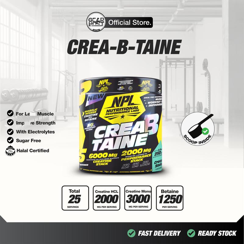 NPL Crea-B-Taine (250g) Creatine Performance Stacking Blend Monohydrate ...