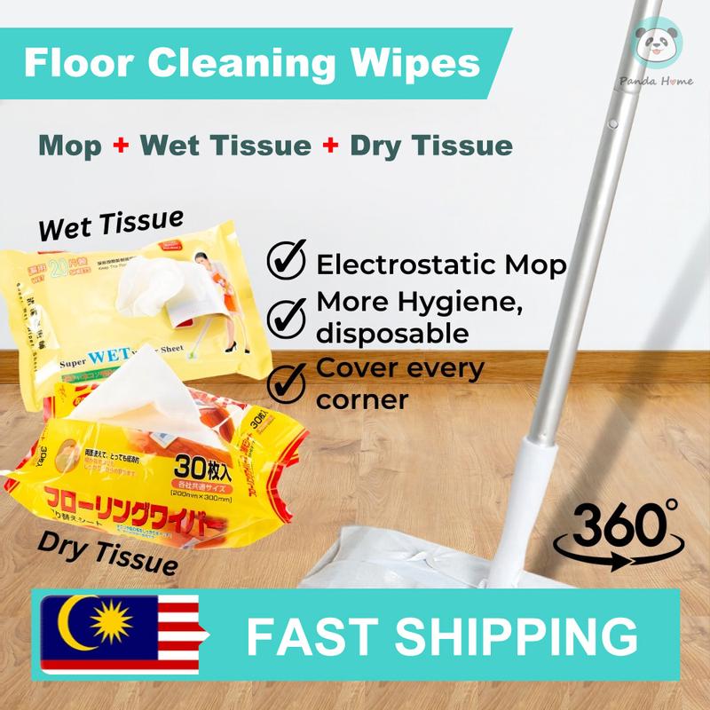Mop, Tisu Lap Kering Basah Pakai Buang, 360 ° Putaran Kering / Basah ...