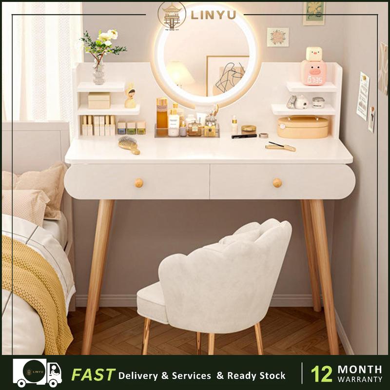 【LINYU】Makeup Table Multipurpose Dressing Table with LED Mirror - TikTok Shop Malaysia