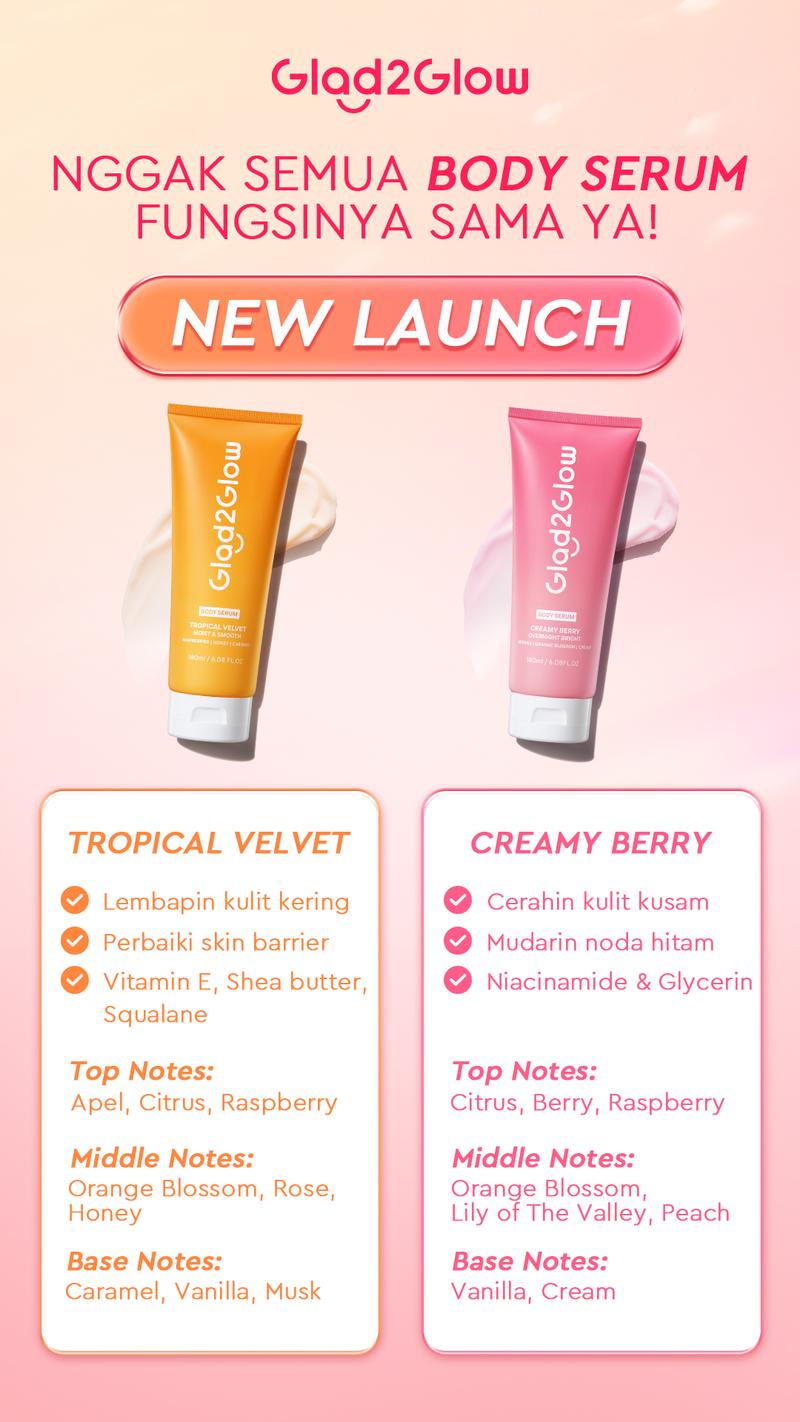 [NEW]GLAD2GLOW Hydrate & Brighten Body Serum Duo 180ml-Tropical Velvet ...