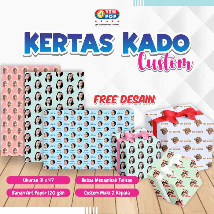 Promo KERTAS KADO CUSTOM UKURAN 31 X 47 CM ( 1 PAKET ISI 3 LEMBAR ...