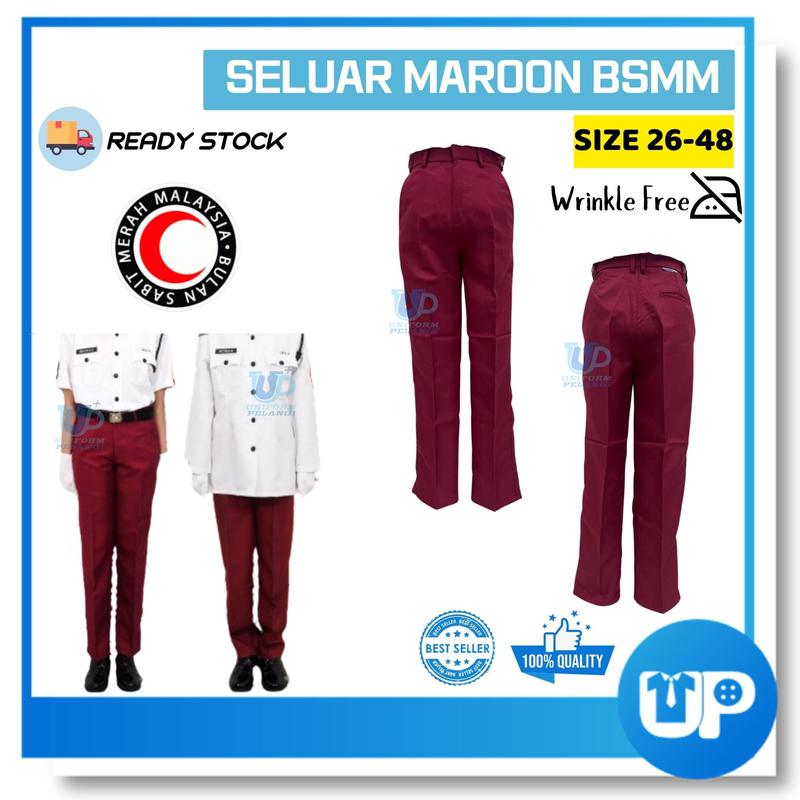 Seluar BSMM PBSM Pants Maroon Bulan Sabit Merah Malaysia Kokurikulum ...