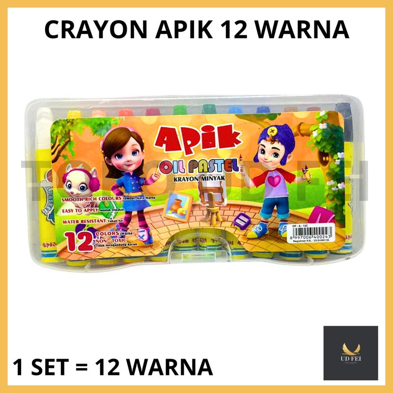 (1 PACK/ 1 SET) Crayon 12 Warna Murah/Crayon APIK 12 warna/ Krayon 12 ...
