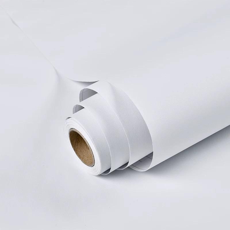 BHW Wallpaper PVC Waterproof Self-Adhesive Wall Paper Plain White ...