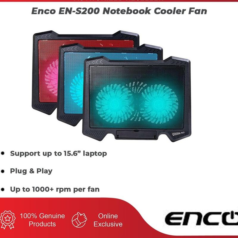 Enco EN-S200 Penyejuk Kipas Notebook - Bantalan 2pcs untuk Laptop ...