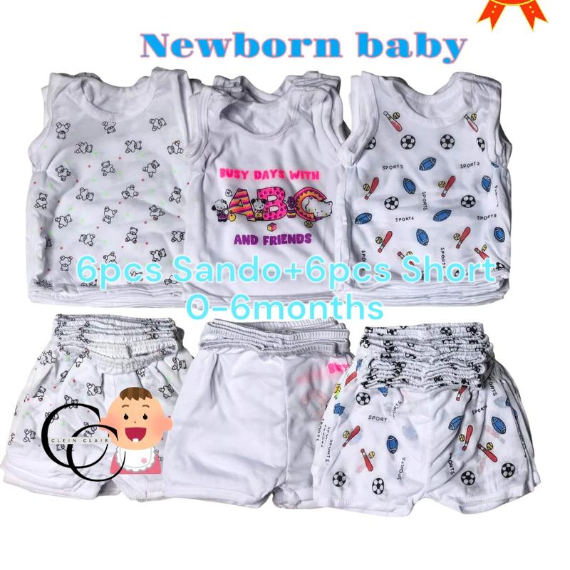12pairs or 6pairs Newborn Terno Baby boy Assorted Terno Sando&Short - TikTok Shop Philippines