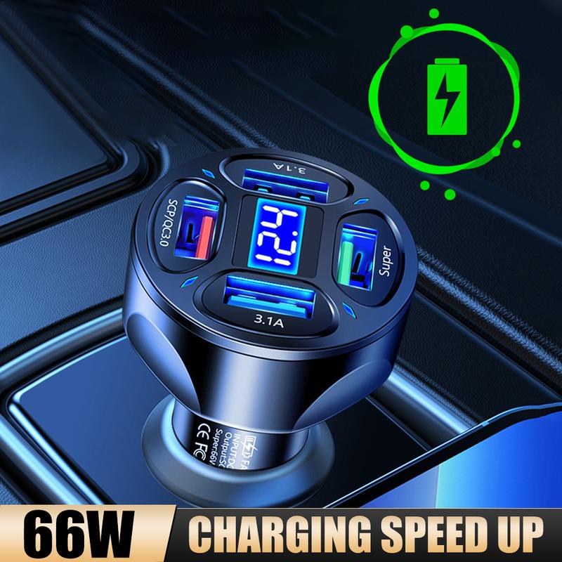 120W Car Charger 12V/24V 4 USB Ports 66W Fast Charging Starter - TikTok Shop Singapore