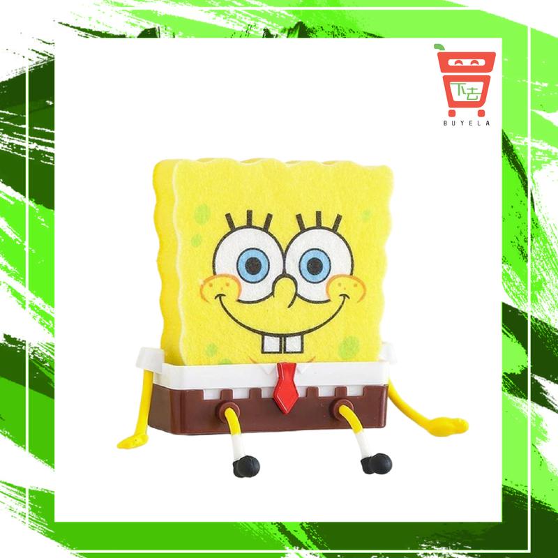 SpongeBob Dishwashing Sponge Magic Clean + Draining Rack, Double-Sided ...