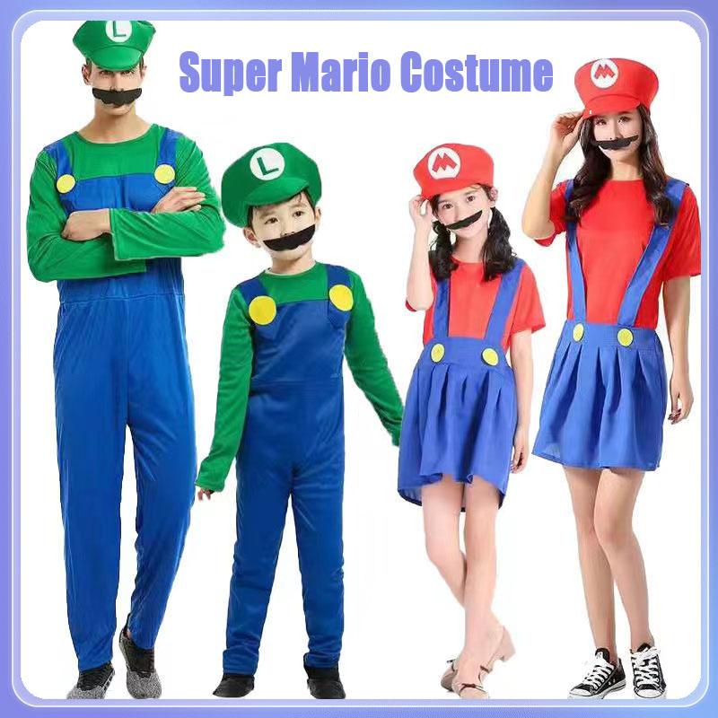 Super Mario Costume for Kids Boy Adult Men women costume jumpsuit ...