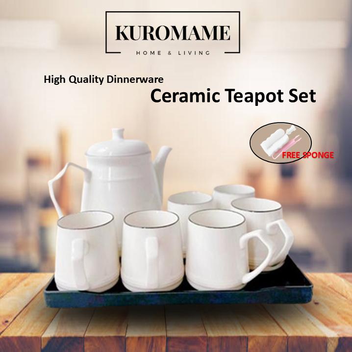 【KUROMAME】Set Teko Seramik 1300ML Ceramic Tea Pot Set Teko Kaca ...