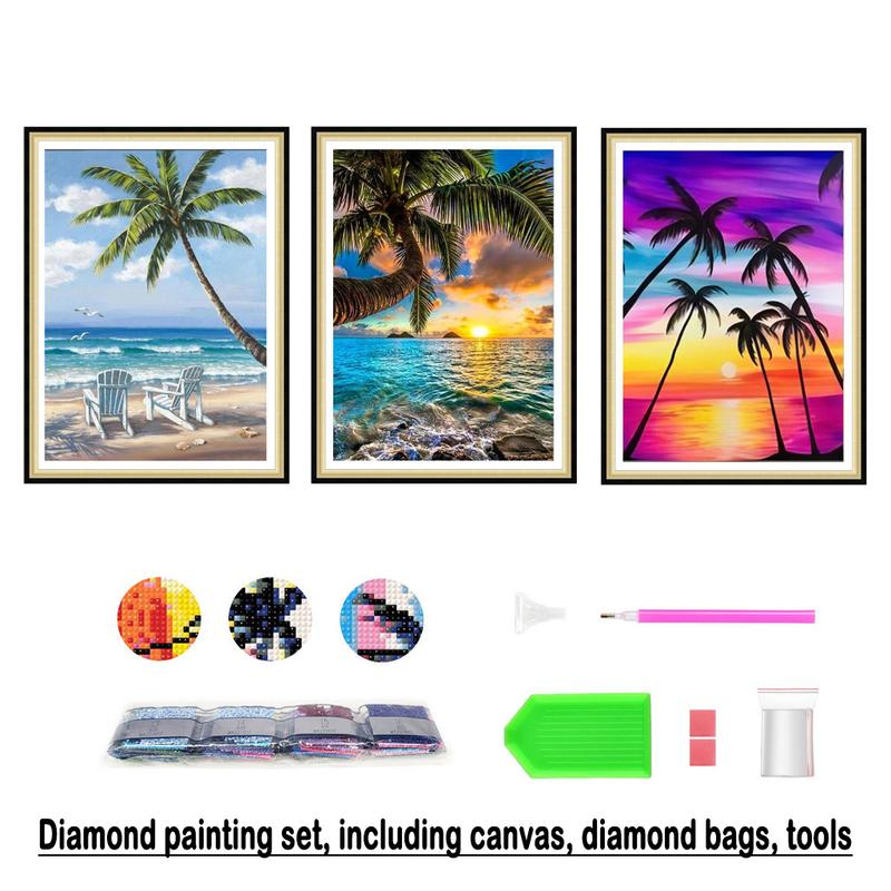 KS diy 5d Diamond Painting set Seaside coconut trees scenery - TikTok ...