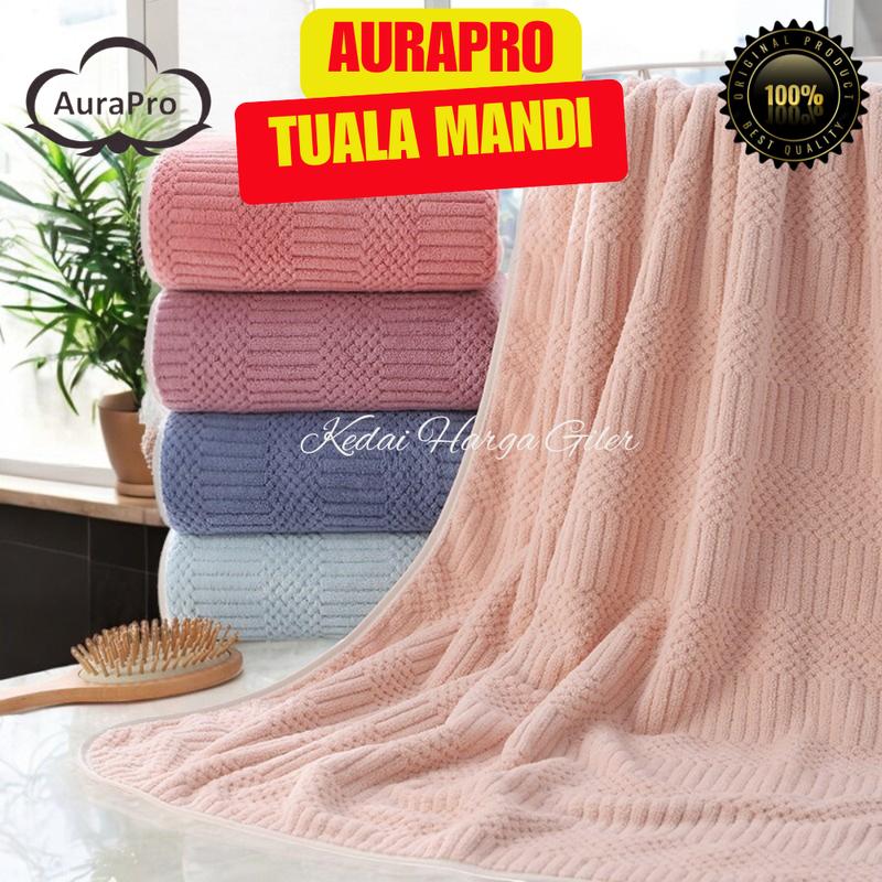 [Harga Giler RM8.70] Tuala Mandi Cotton Fiber AURAPRO Gebu Serap ...