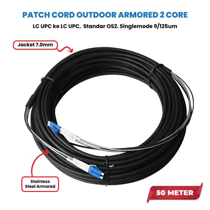 Jual Patch cord Outdoor Armored 2 core 50 Meter LC-LC Singlemode ...