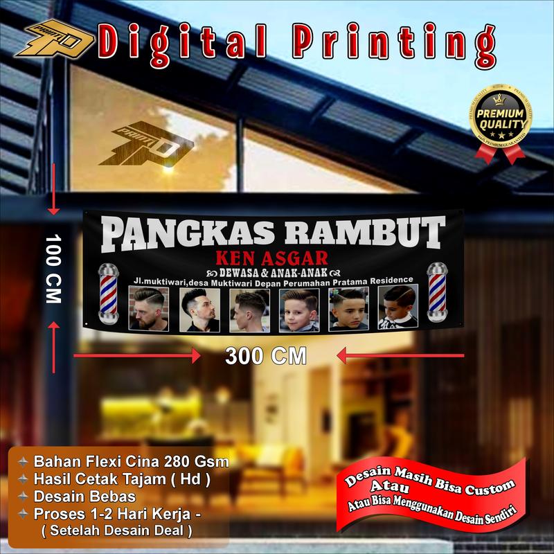 CETAK SPANDUK BANNER BALIHO PAMPLET PANGKAS RAMBUT - Shop | Tokopedia