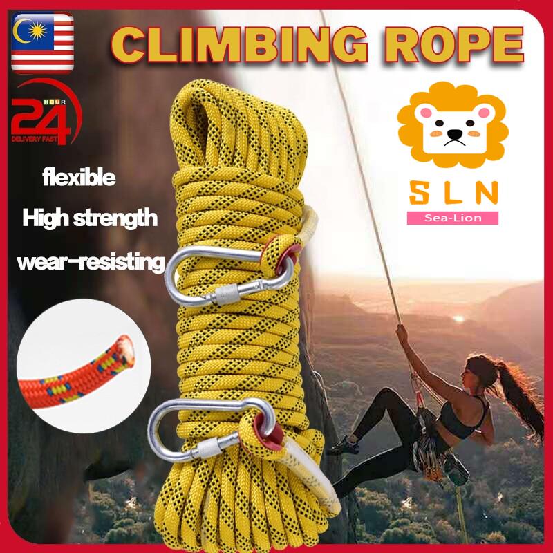 【COD】 10m/20m/30m Climbing Rope Static Utility 2 Carabiners for ...