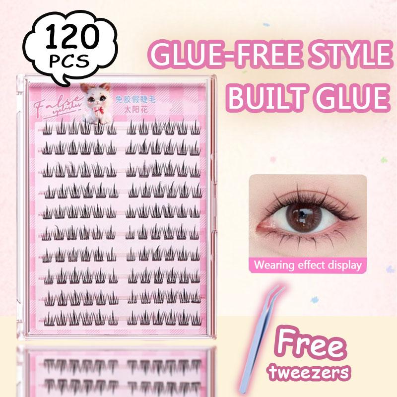 【No Need Glue!】BQI 100-120 Cluster False Eyelashes Free Tweezer ...