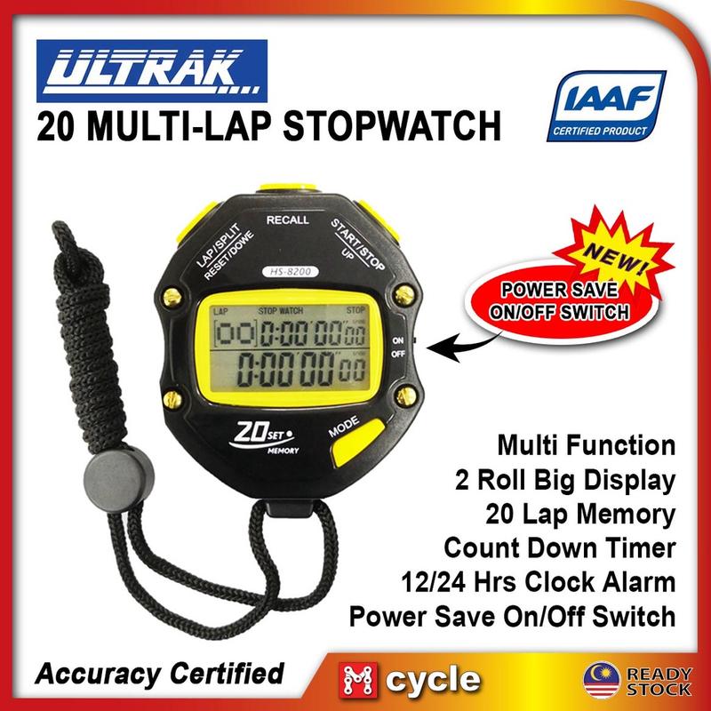 Ultrak Sports Stopwatch Multi Function 20 Lap Memory Stop Watch ...
