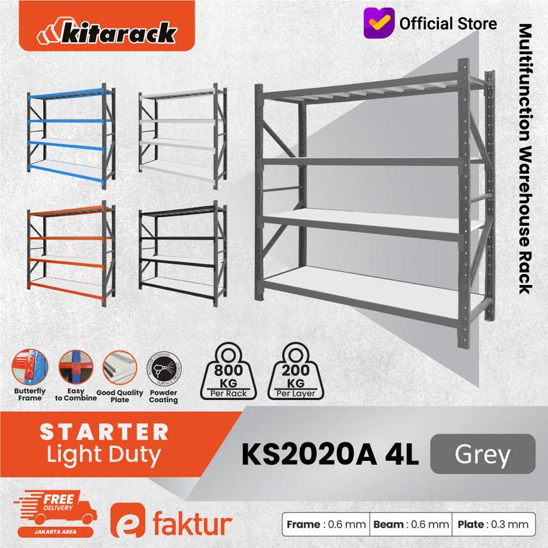Kitarack - Rak Gudang KS2020 Frame Abu-Abu Light Duty - Abu-abu, - Shop ...