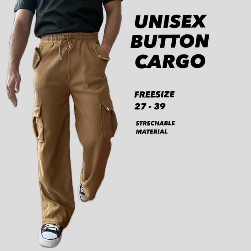 S315 Seluar Casual Unisex Kargo Pants-Button Style, - TikTok Shop Malaysia