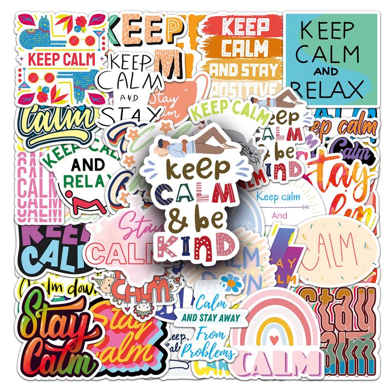 50 Piece Stay calm English Slogan Stickers For phone case/laptops ...