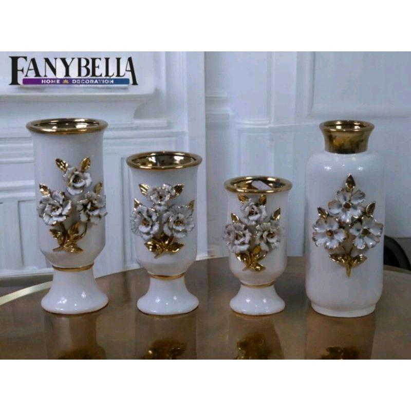 Vas bunga keramik emas gold putih Mewah Glitter import - Shop | Tokopedia