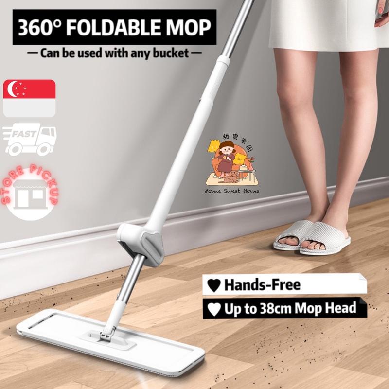 [SG] Microfiber Mop Stick ️ Foldable Mop Flat Mop Wiper Mop Collapsible ...