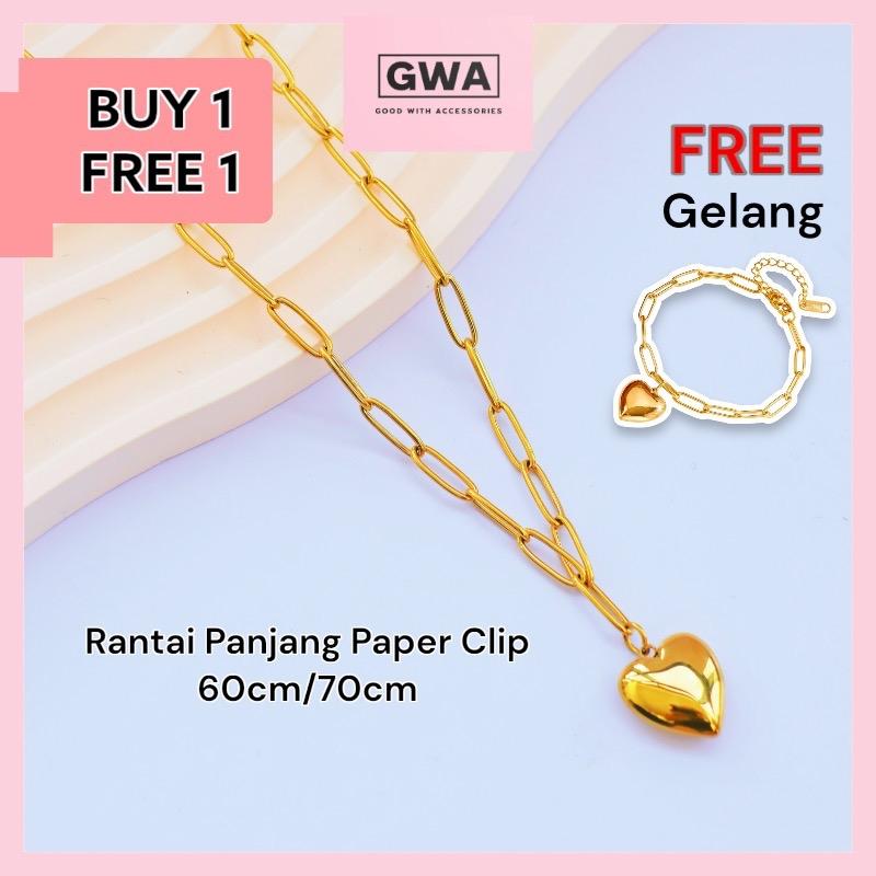 【BUY 1 FREE 1】 Rantai Paper Clip love Panjang 60cm dan 70cm percuma ...