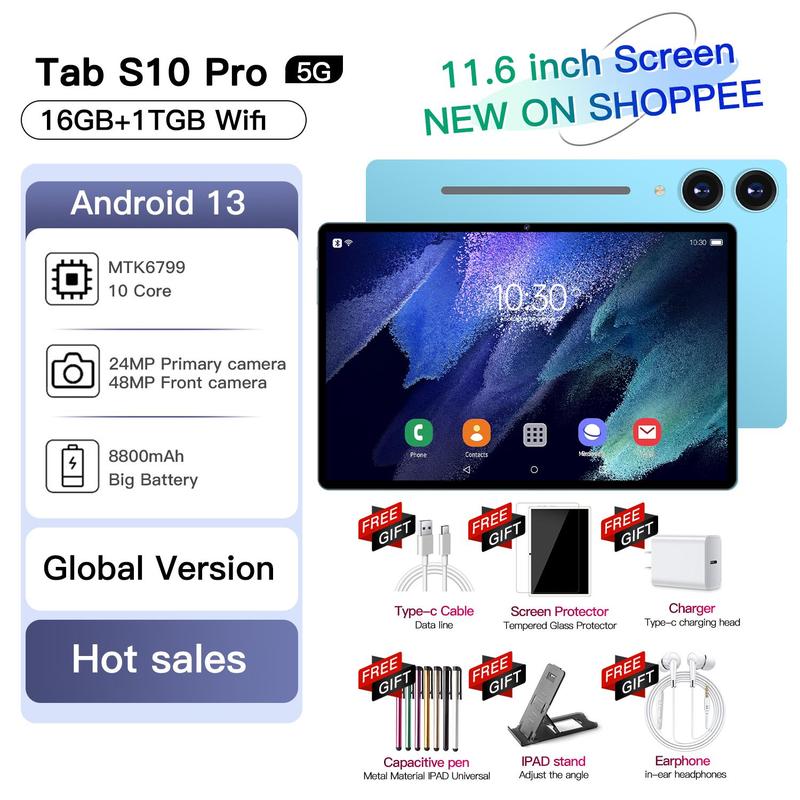S10PRO 11.6inch Tablet 1TB（1024GB）+16GB Android 13.0【Free Wireless ...