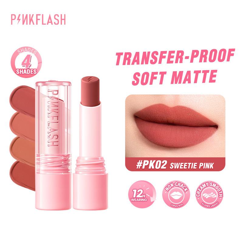 lipstik matte yang tidak melekat pada cawan. PINKFLASH, Teksturnya ...
