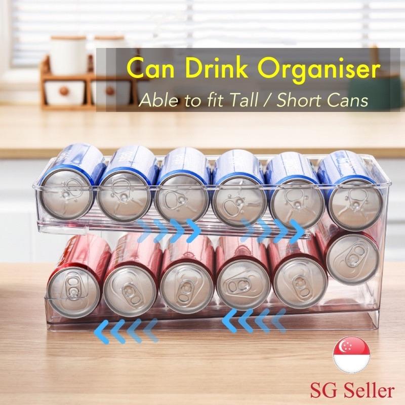 SG Stock Can Drinks Fridge Organiser 2 Layers Rollers Beer Soda ...