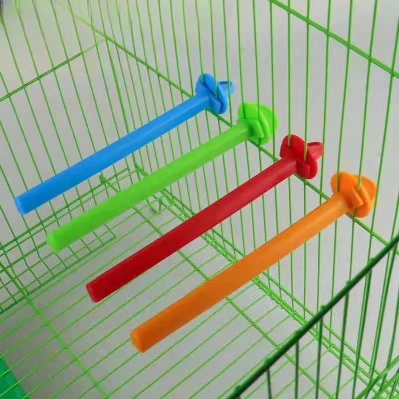 1Pc Bird Cage Perch Stand Holder Plastic Bird Finch Canary Budgie Cage ...