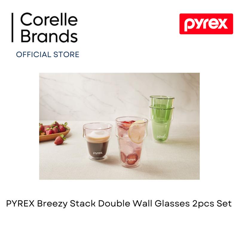 PYREX Breezy Stack Double Wall Glasses 2pcs Set - TikTok Shop Malaysia