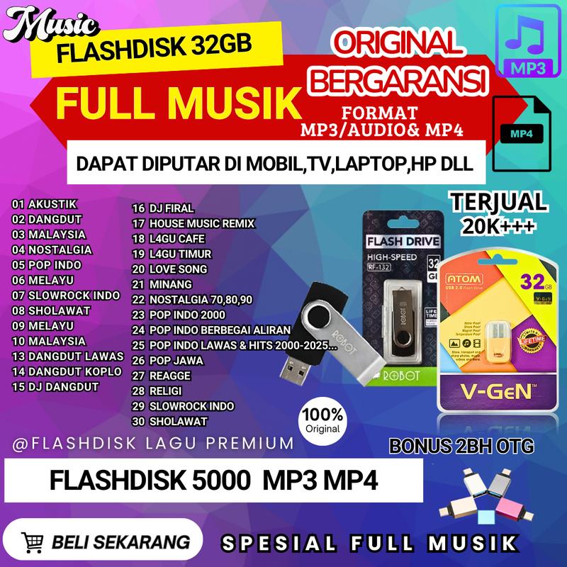 FLASHDISK FULL MUSIK ORIGINAL 32GB USB FULL MP4 DAN MP3 BONU - Shop ...