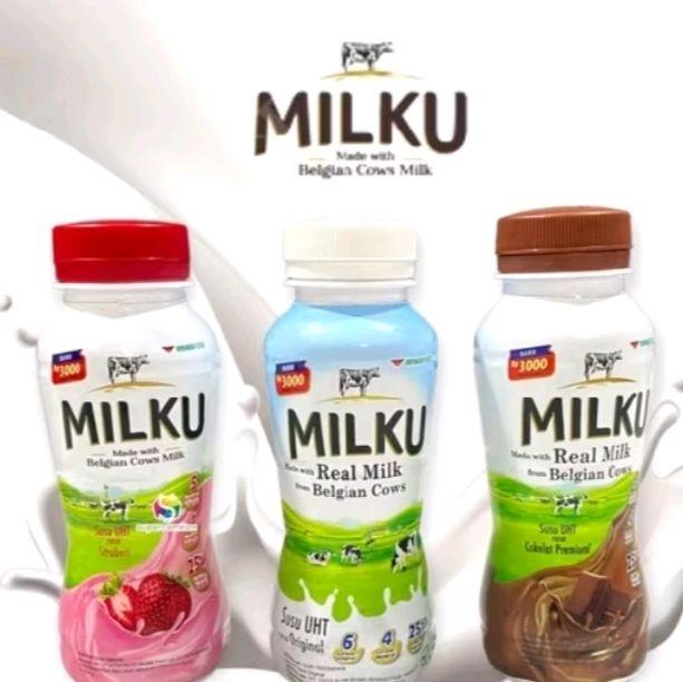 MILKU susu botol 200ml dengan rasa strobeey coklat dan original - Shop ...
