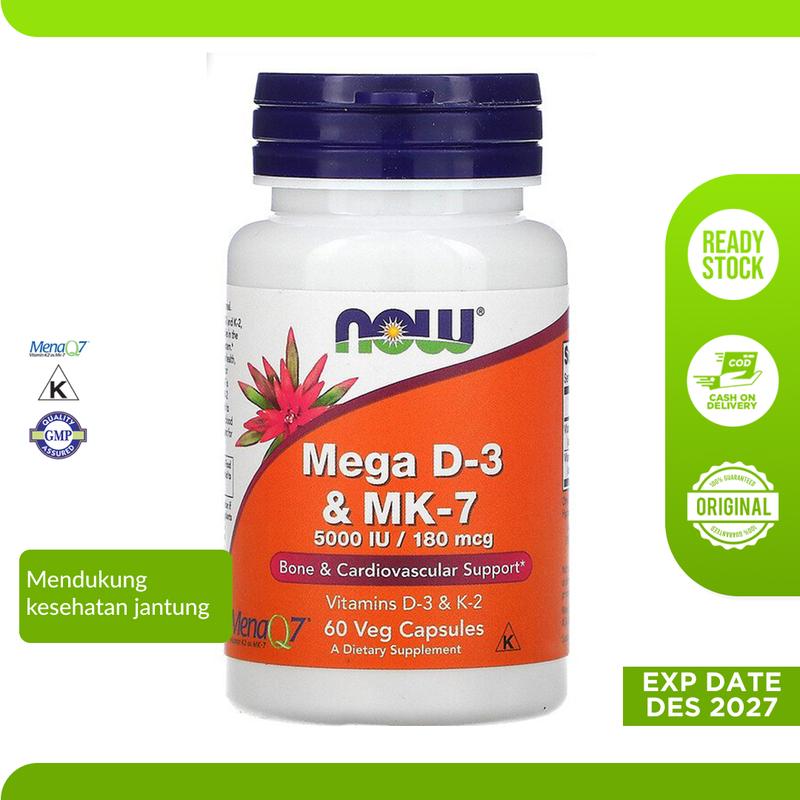 Vitamin Mega D-3 dan MK -7 5000 IU 180 mcg 60 capsules NOW - Shop | Tokopedia