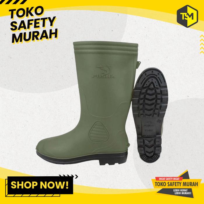 Jual Sepatu Boot Hijau Karet Tinggi APD Sepatu PVC FUSHA 801 Karet Anti ...