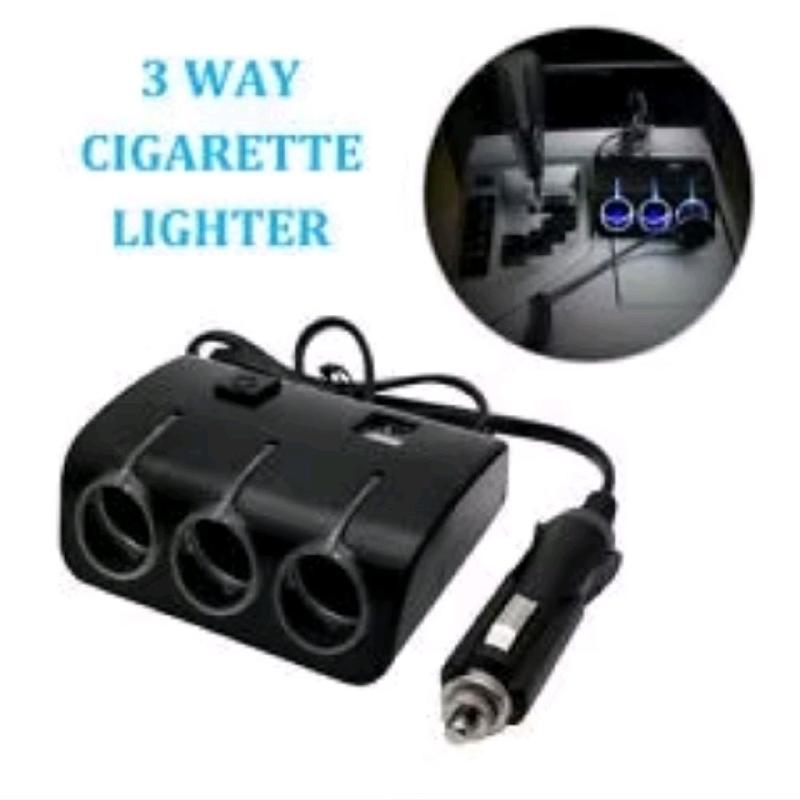 Car Lighter Socket Adaptor USB Charger Splitter 3 Slot Cabang Mobil 3 ...
